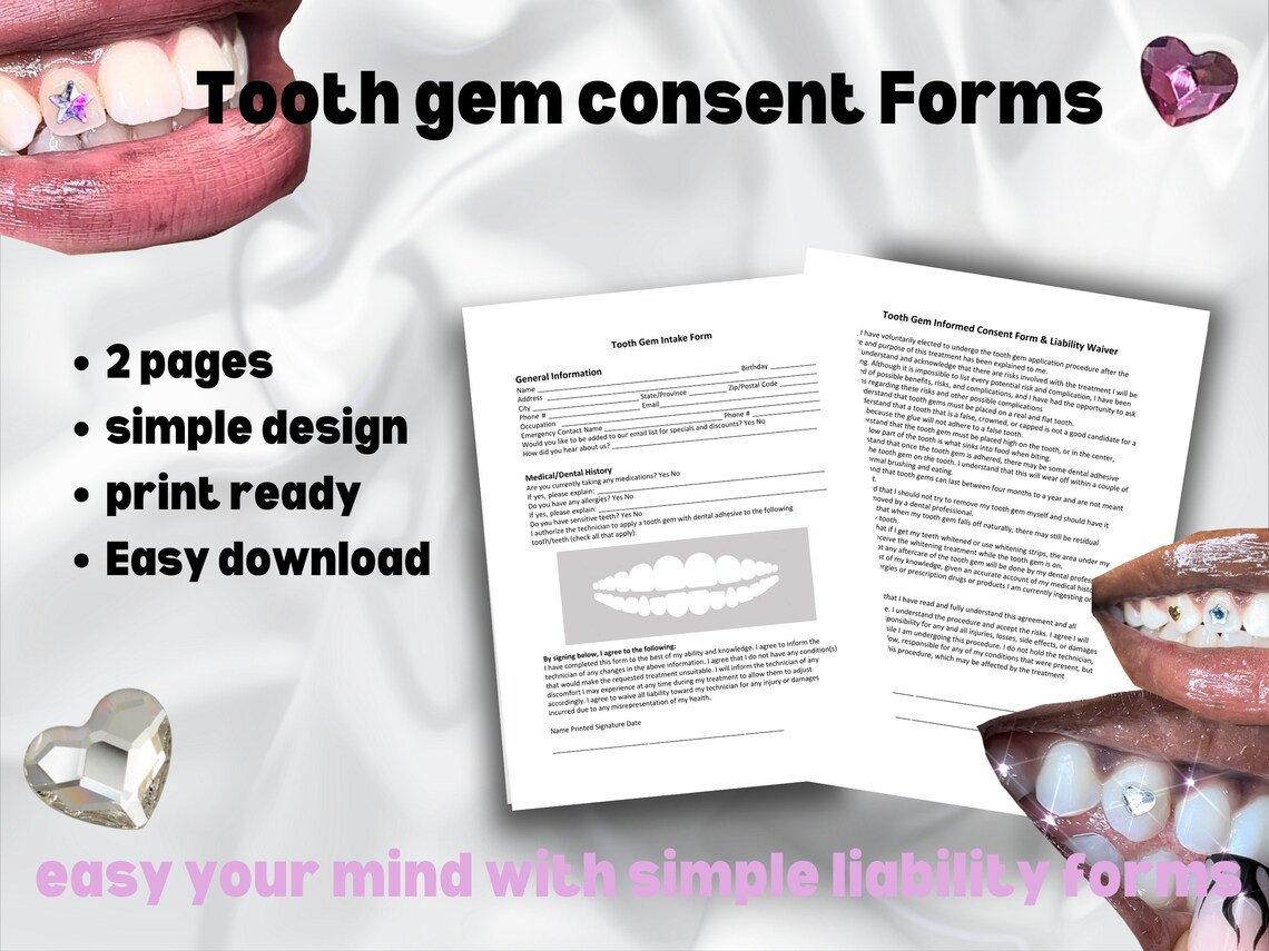 Tooth Gem Consent Form, Tooth Gem Liability Forms, Template Forms ...