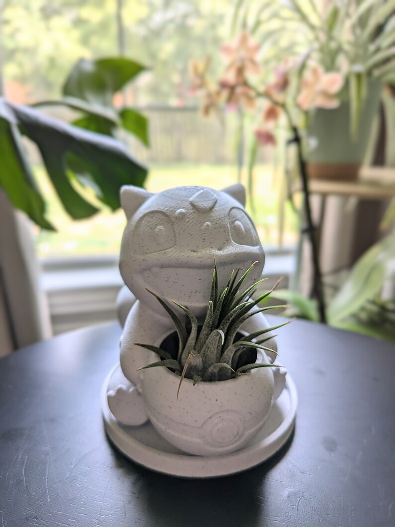 Pokemon Bulbasaur Pot With Poké Ball Tray White Marble PLA - Etsy