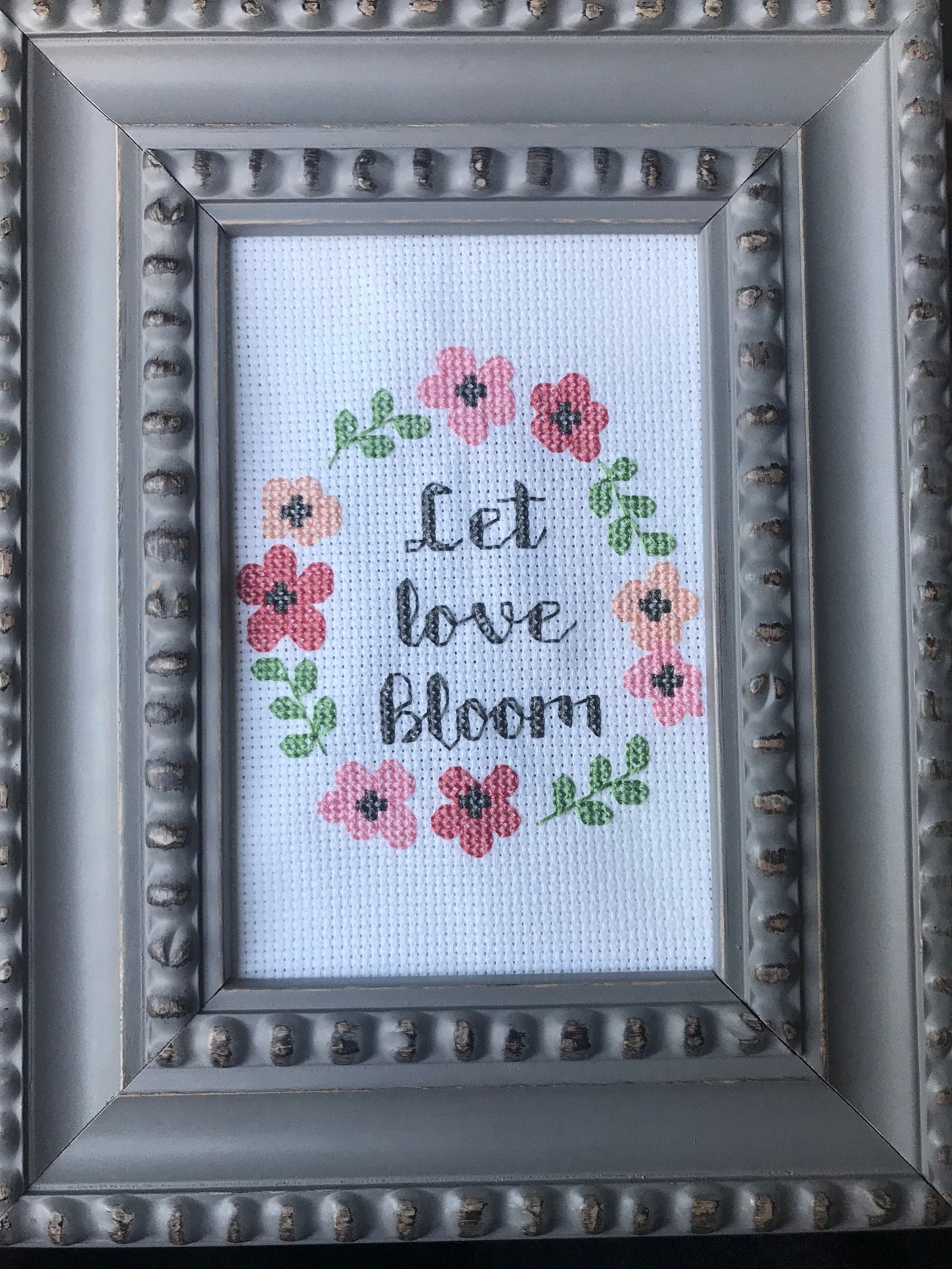 Let Love Bloom Cross Stitch Pattern Little Square Garden Modern Cross ...