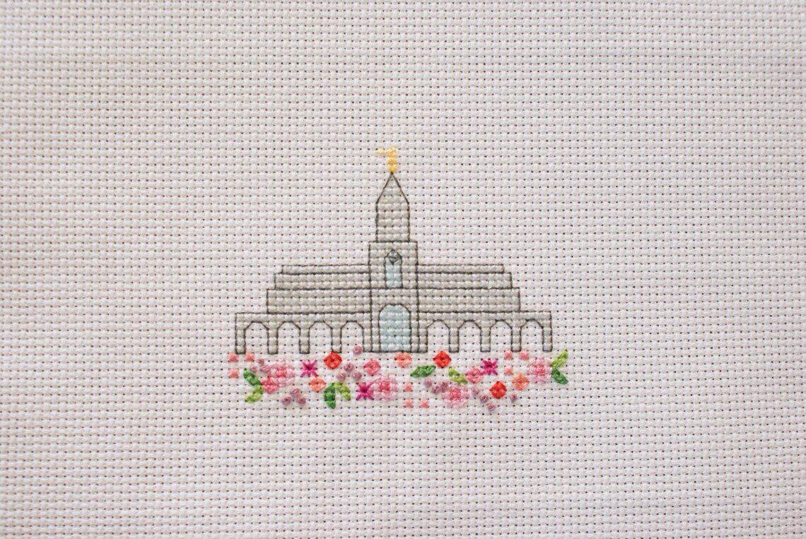 Bountiful Temple Mini Cross Stitch Pattern - Little Square Garden ...
