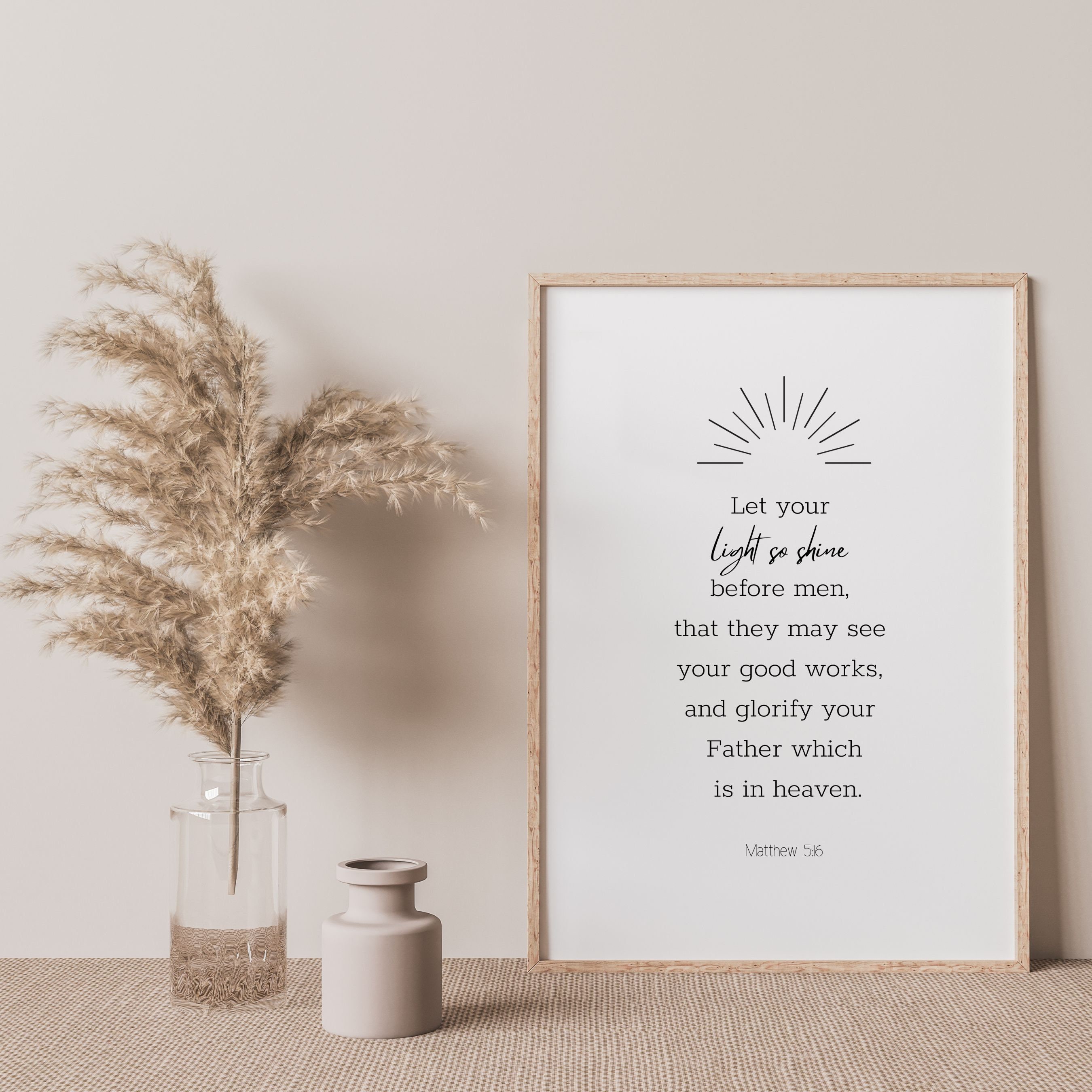 Let Your Light Shine Before Men, Matthew 5:16, Scripture Wall Art ...