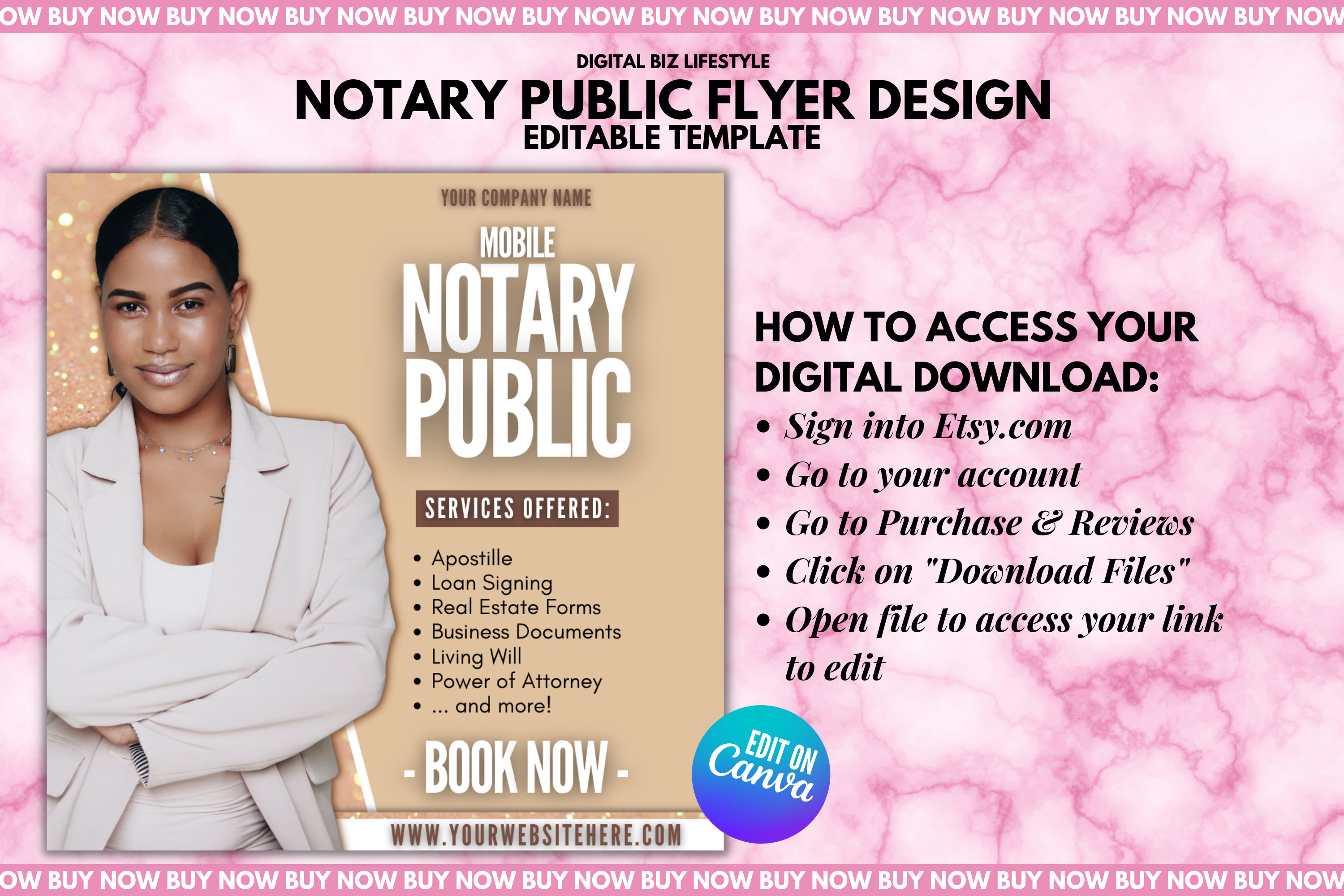 Premade DIY Notary Public Flyer Design | Edit in Canva - Etsy