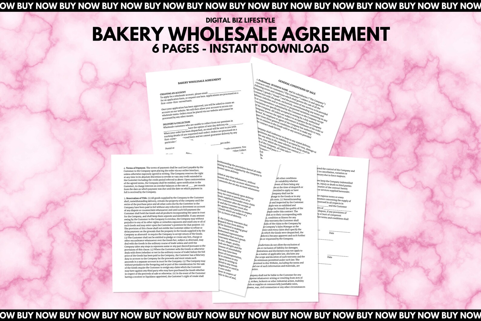 Bakery Wholesale Agreement | Easy to Customize | Instant Download - Etsy