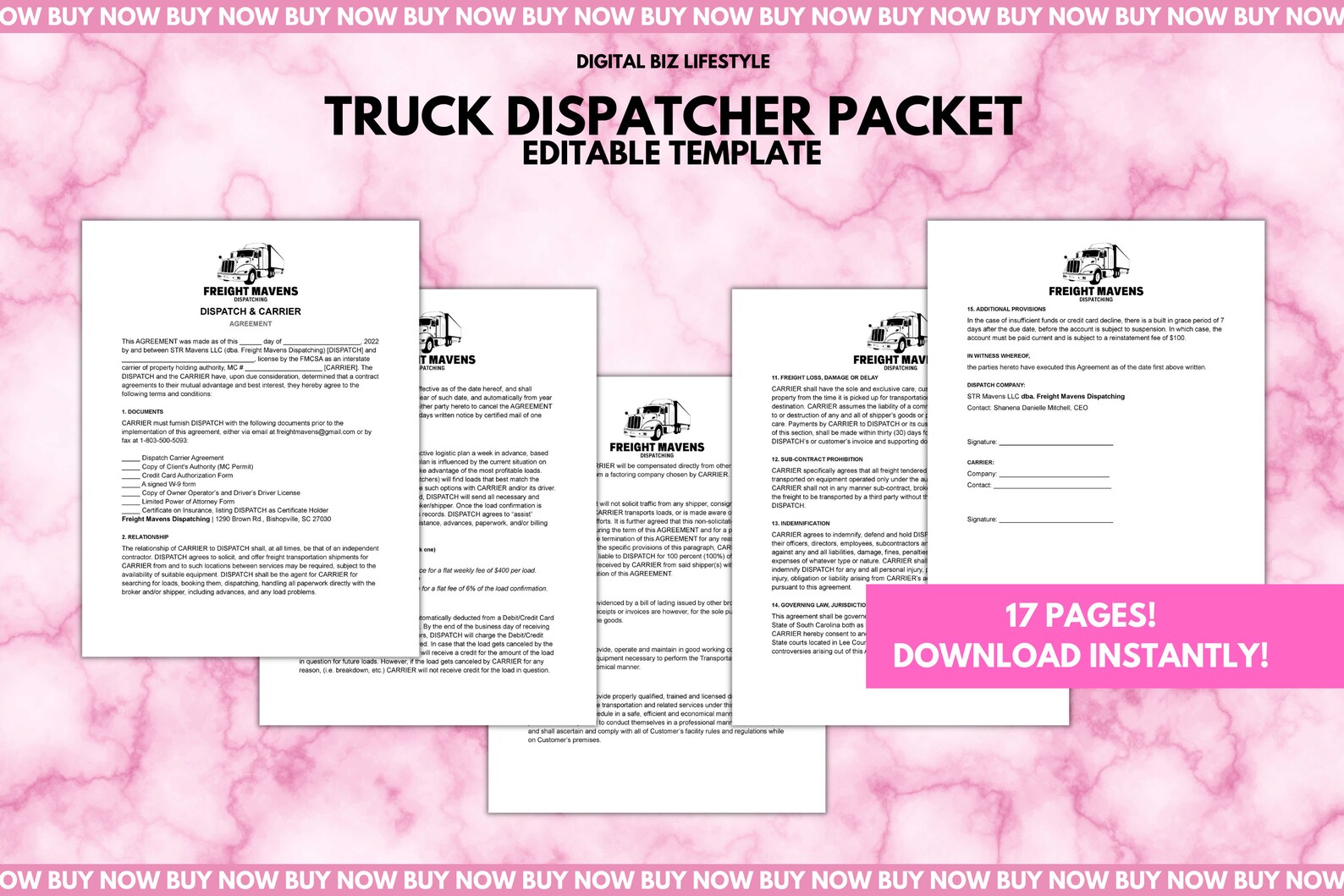 17-page Truck Dispatcher Packet Agreement Contract Template ...