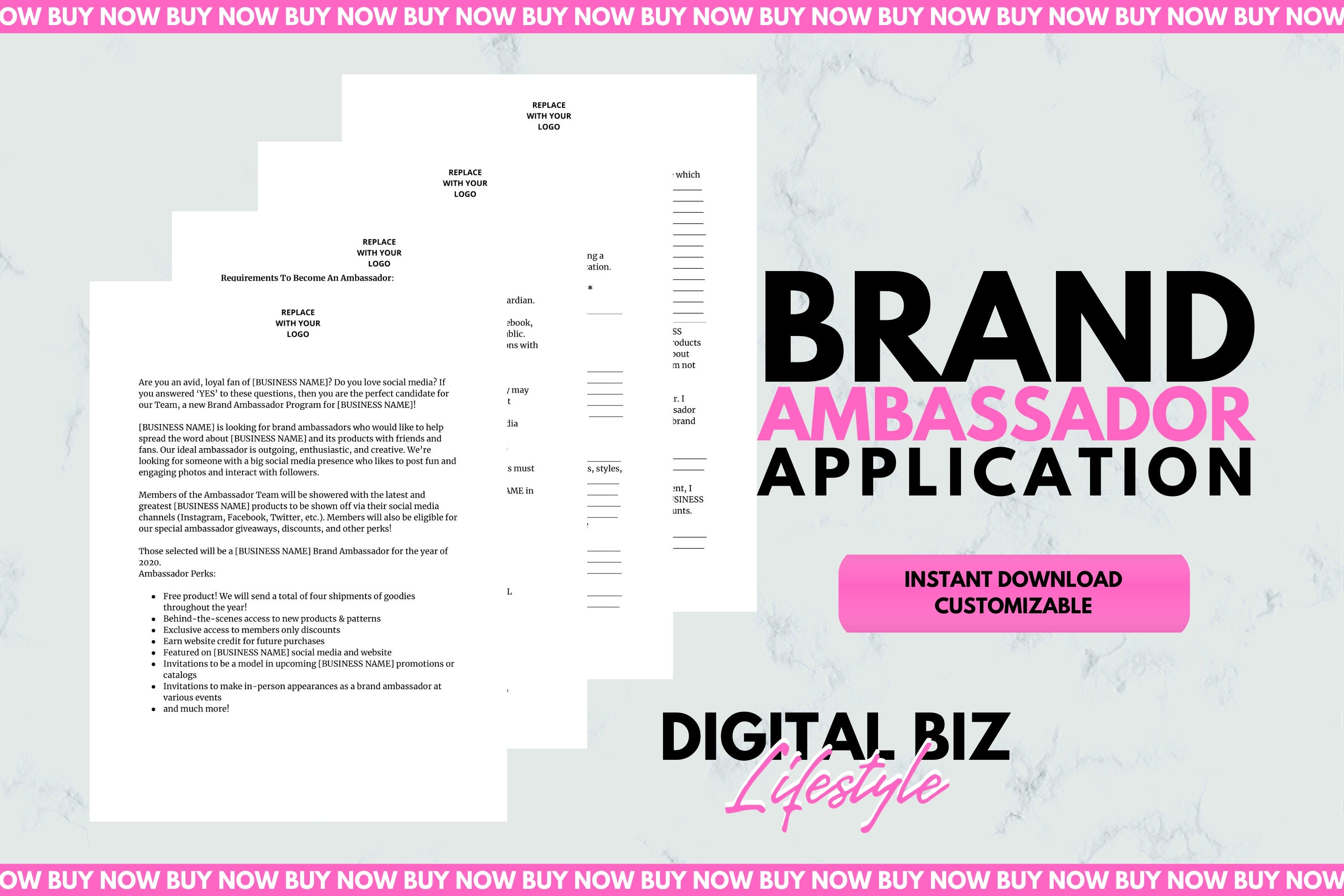 Brand Ambassador Application | Easy to Customize | Instant Download - Etsy
