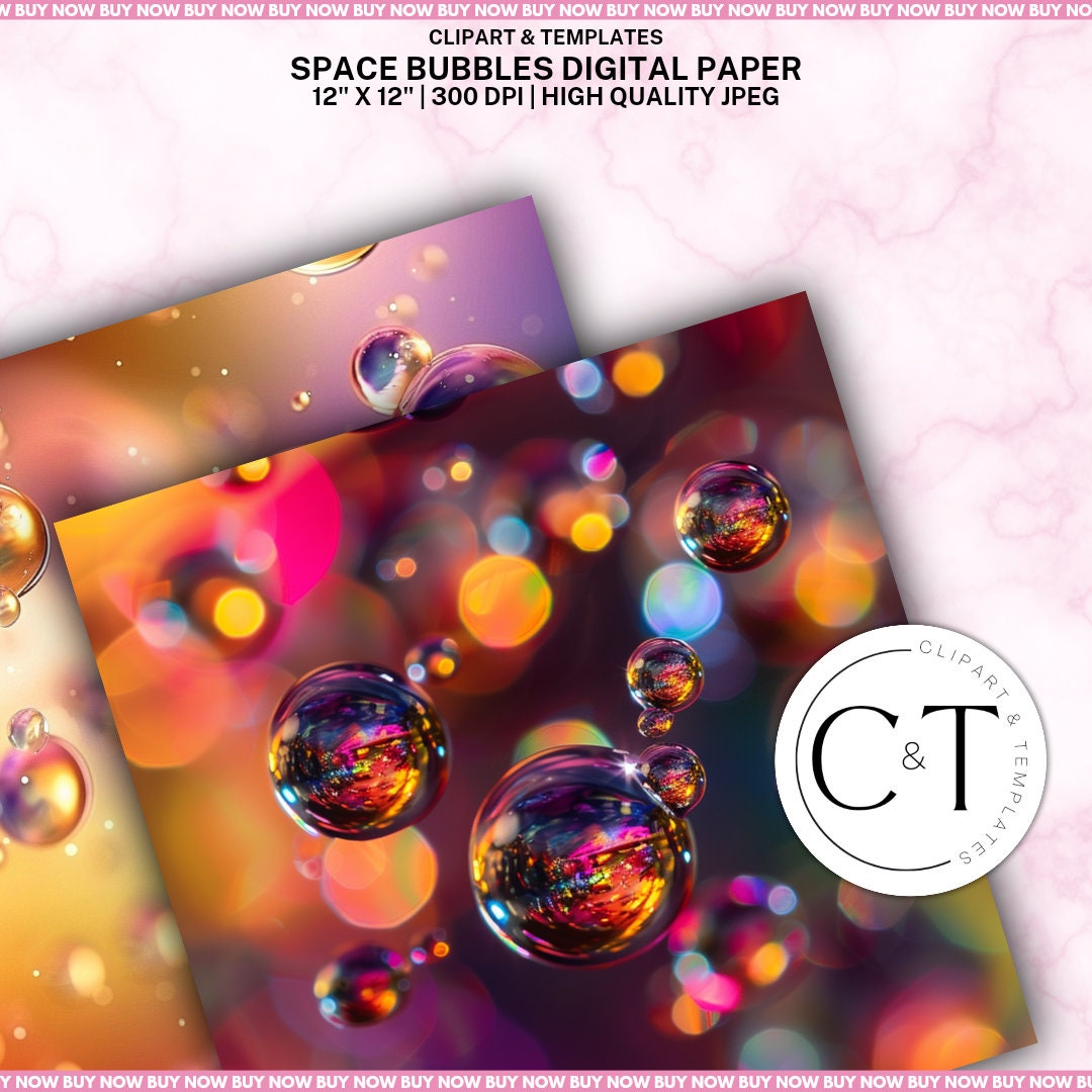 Space Bubbles Digital Paper Bundle | 8-pack | Scrapbooking | Personal ...
