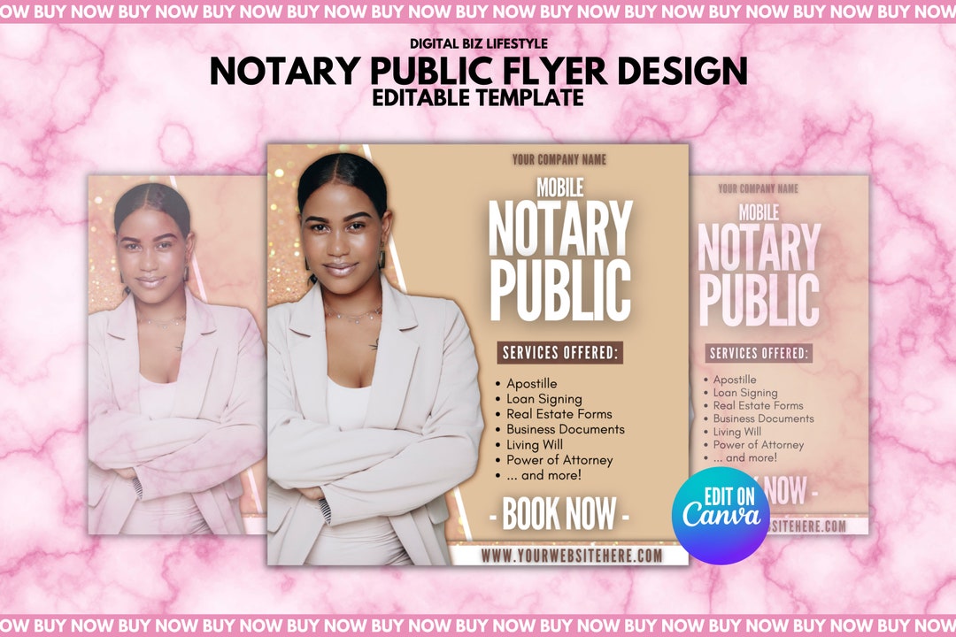 Premade DIY Notary Public Flyer Design | Edit in Canva - Etsy