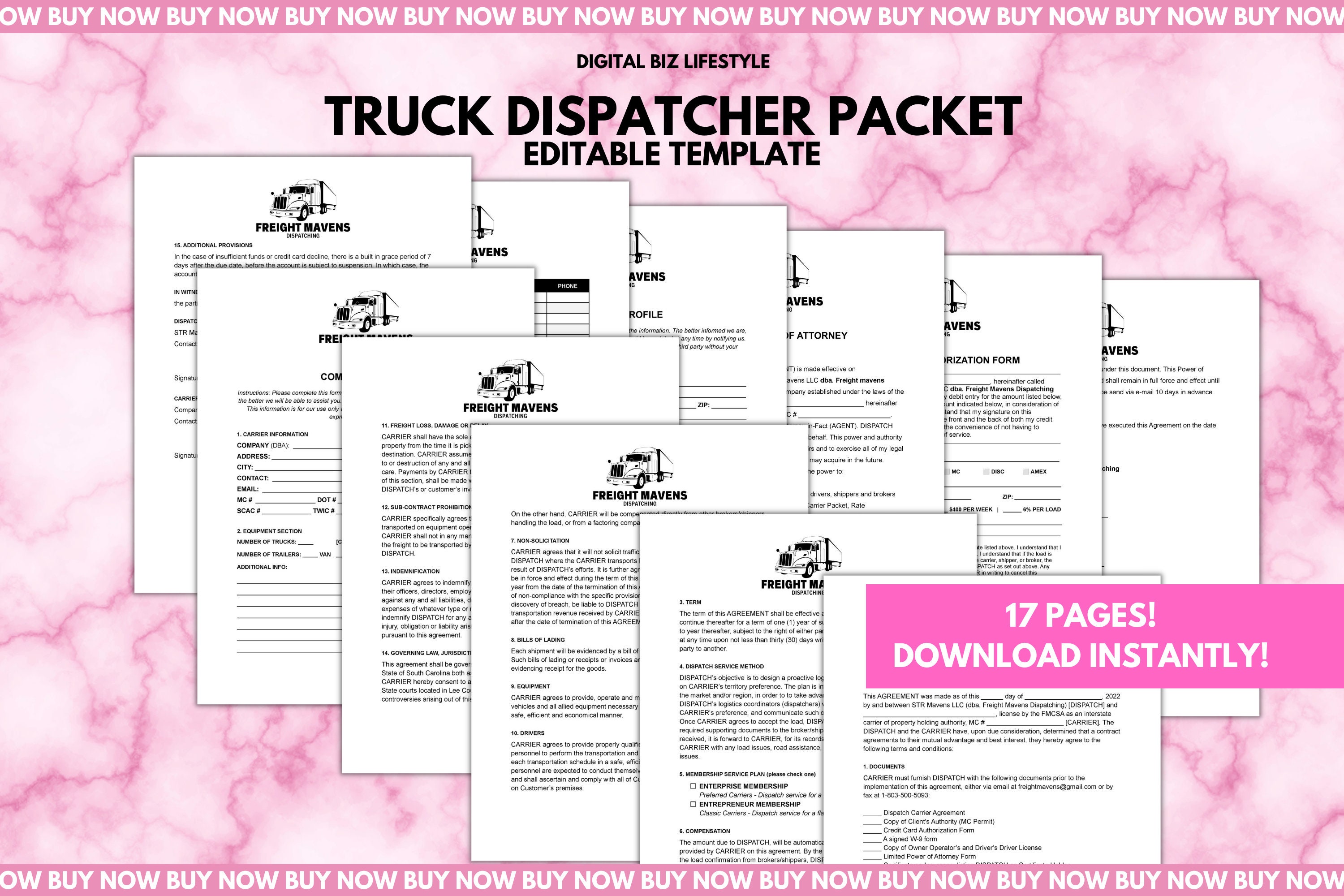 17-page Truck Dispatcher Packet Agreement Contract Template ...