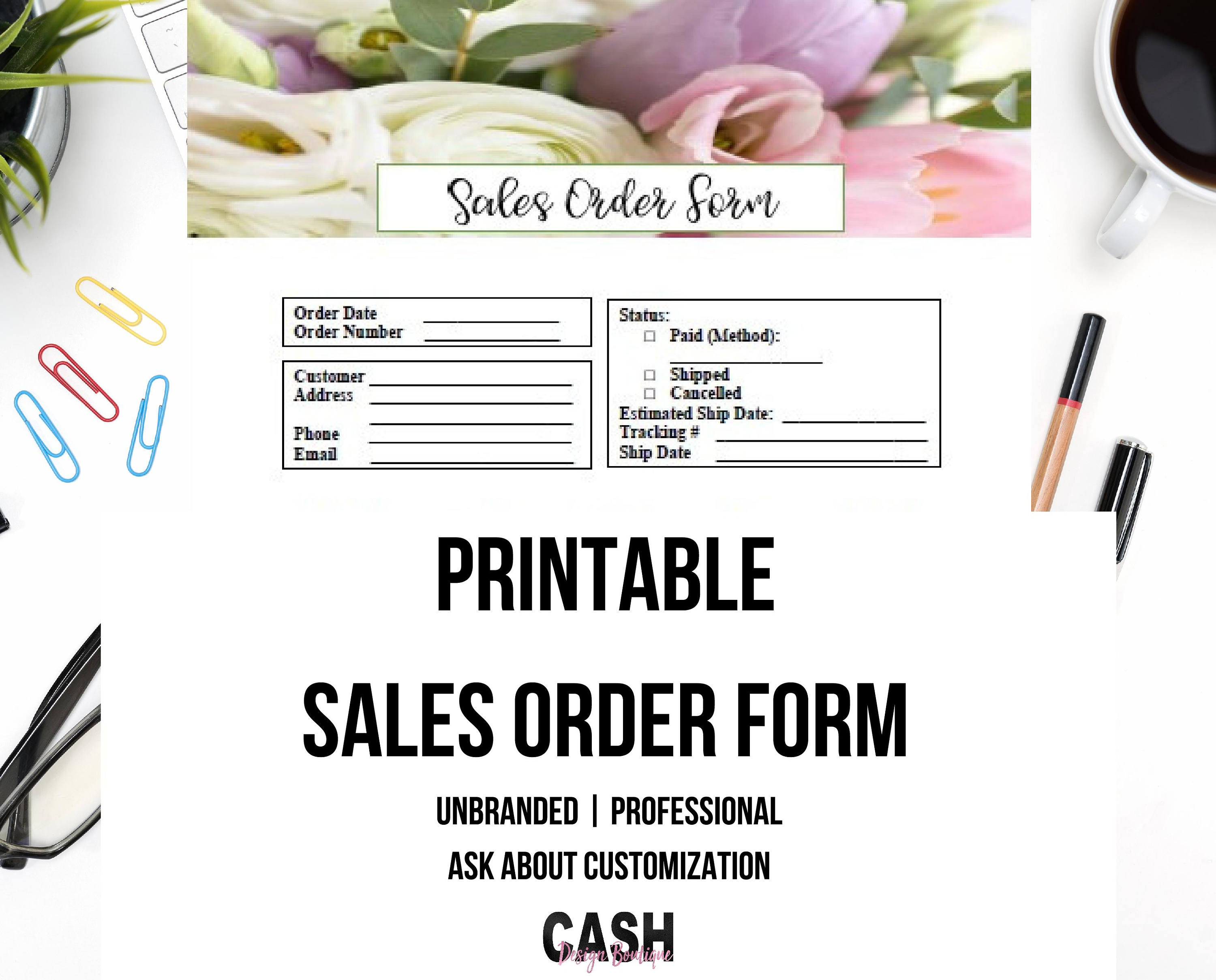 Printable Sales Order Form | Sales Order Form Template | Instant ...