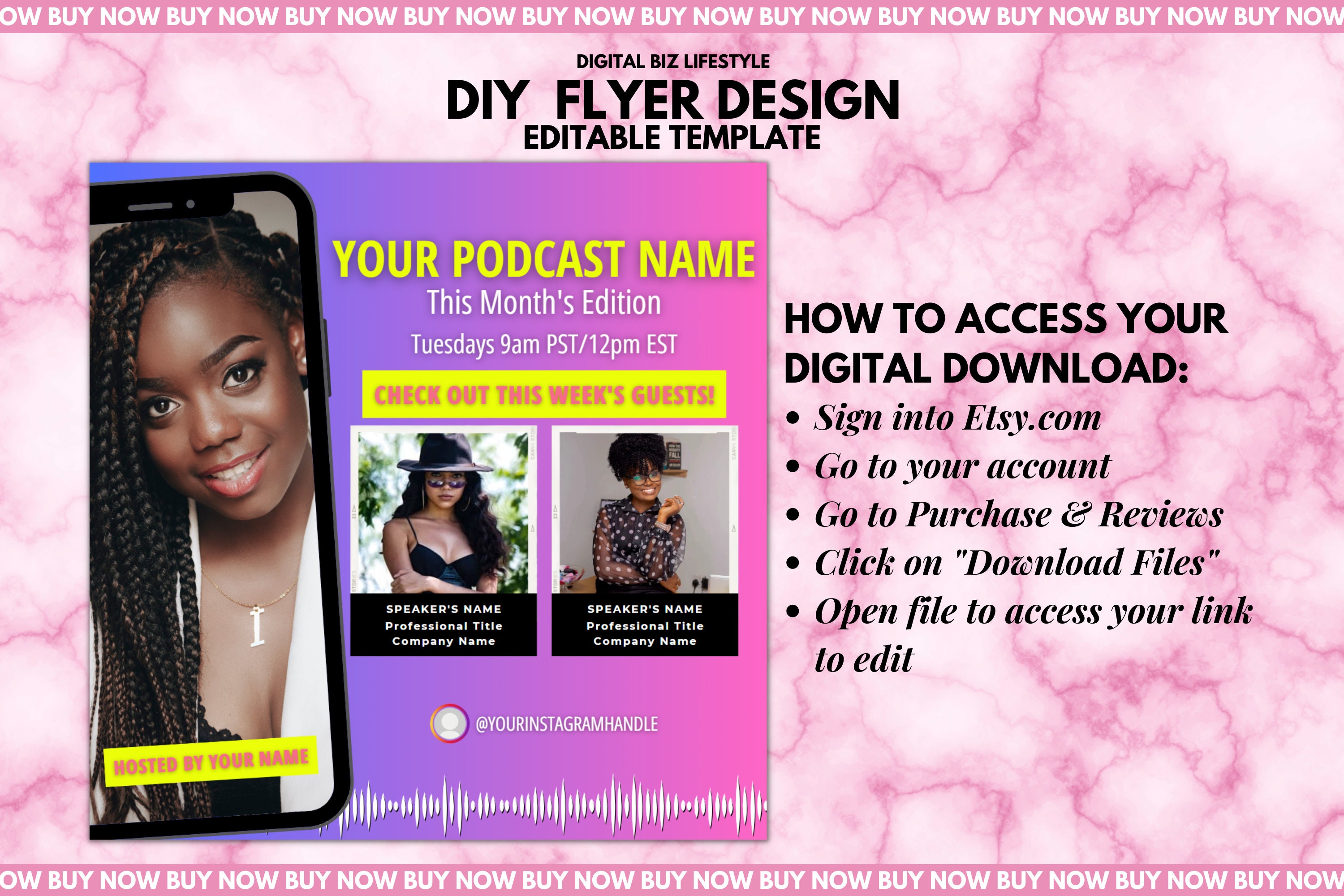 Premade DIY Podcast Guests Flyer Design | Edit in Canva - Etsy