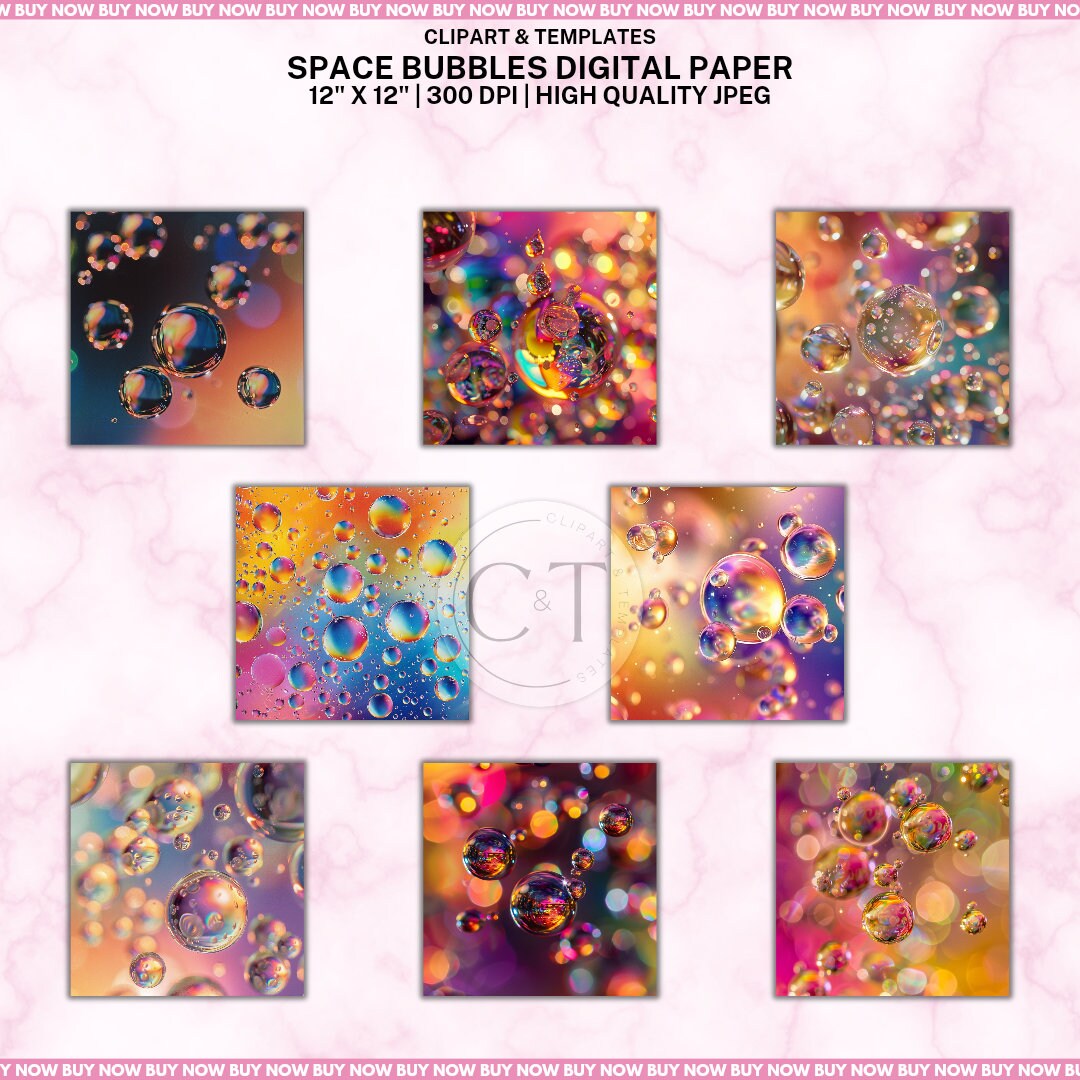 Space Bubbles Digital Paper Bundle | 8-pack | Scrapbooking | Personal ...