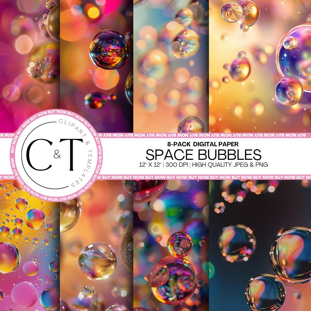 Space Bubbles Digital Paper Bundle | 8-pack | Scrapbooking | Personal ...