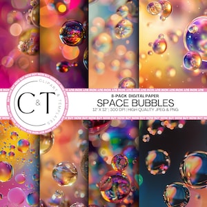 Space Bubbles Digital Paper Bundle 8-pack Scrapbooking Personal ...