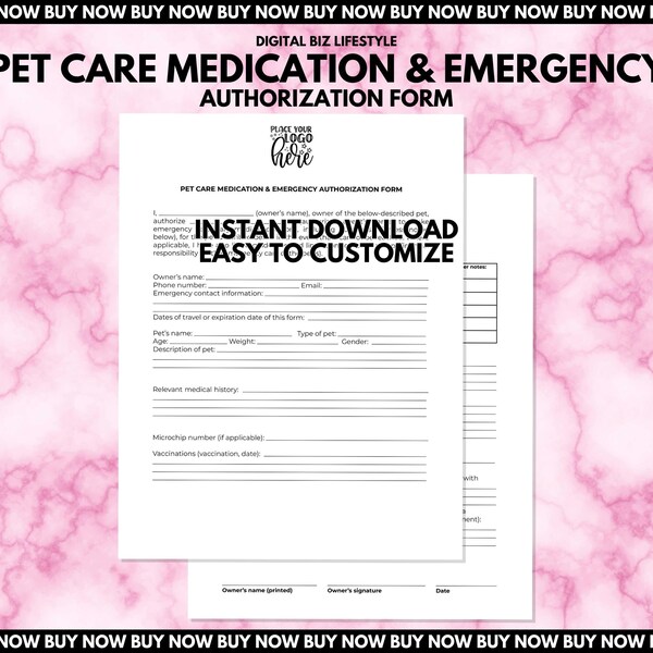 Pet Sitting Forms - Etsy