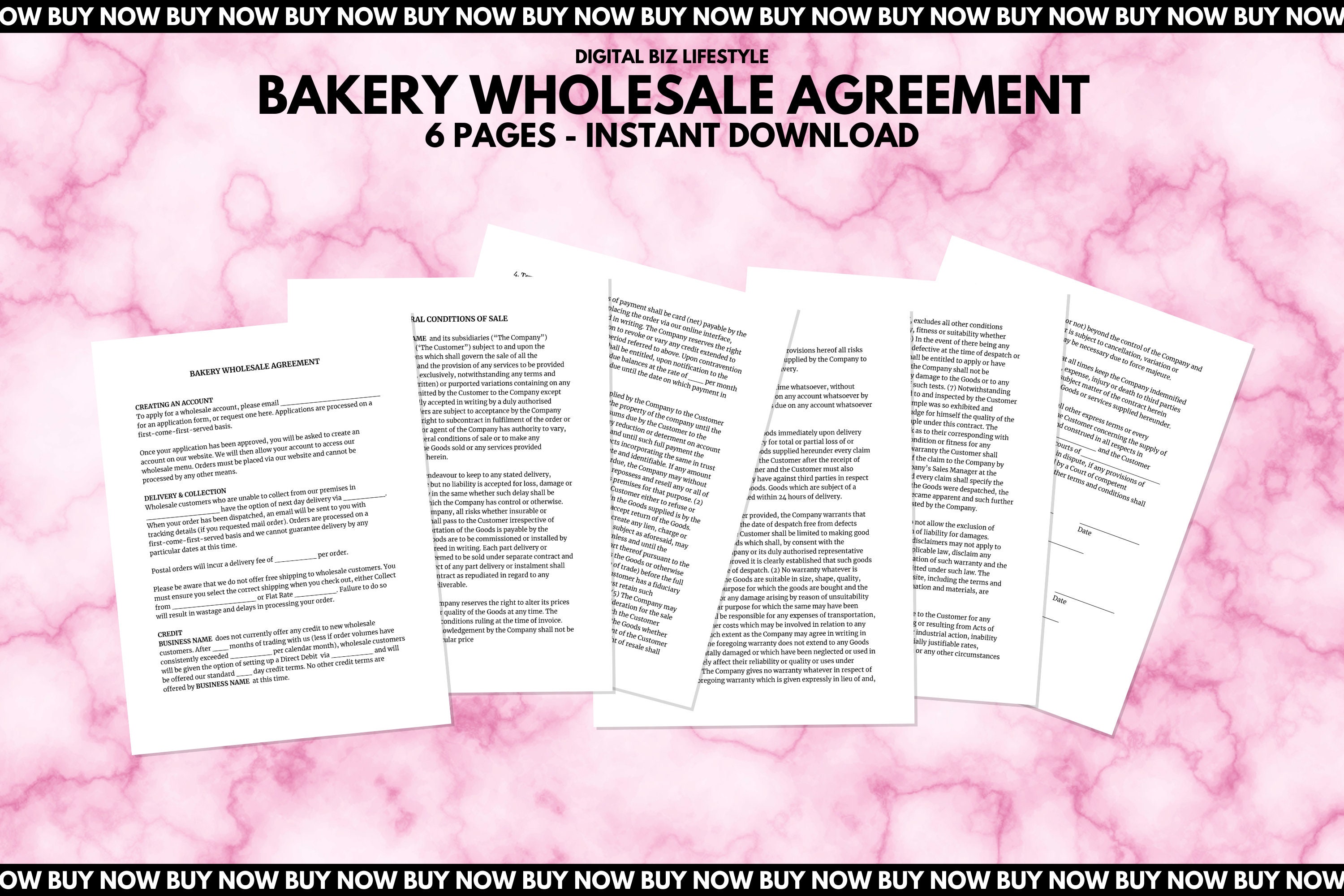 Bakery Wholesale Agreement | Easy to Customize | Instant Download - Etsy