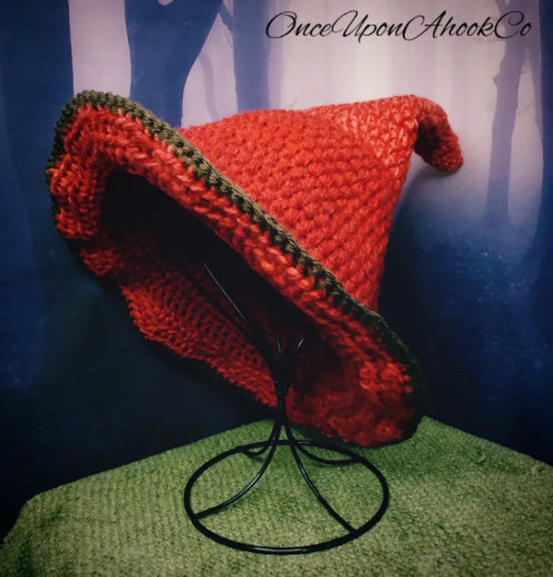 Red Witch Hat, Handmade Witch Hat, Crochet Witch Hat - Etsy