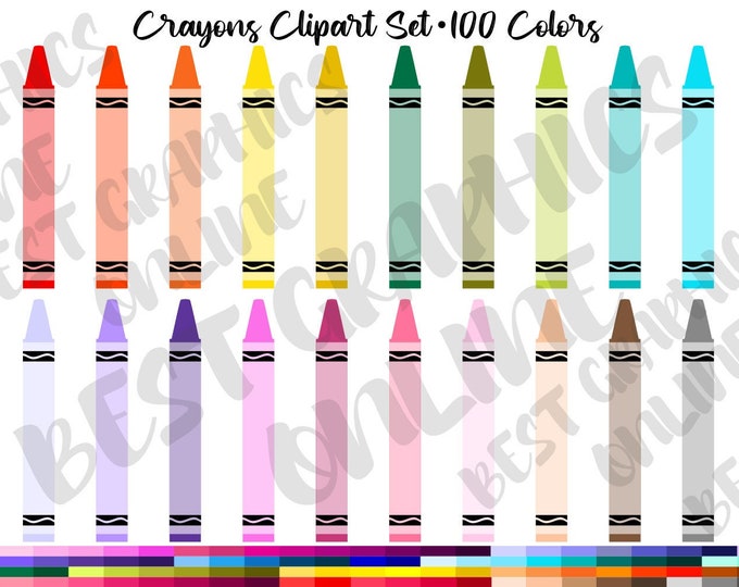 Colorear Crayones Clip Art Set Rainbow Crayons Watercolor Clipart Art ...