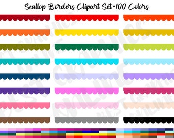 Round Scalloped Labels and Frames Clipart Rainbow Scalloped - Etsy