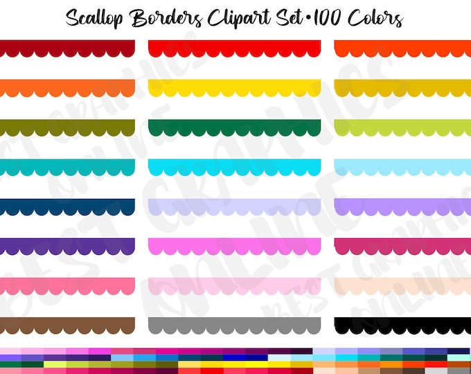 Scalloped Borders Clipart Set, Scallop Border Frame Clip Art, Clipart ...