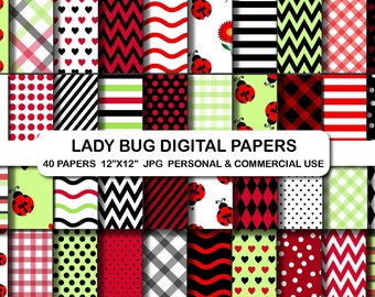 Ladybug Digital Scrapbook Paper & Ladybug Clip Art Lady Bug - Etsy