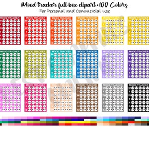 100 Mood Tracker Full Box, Daily Mood Printable Stickers, Emotions ...
