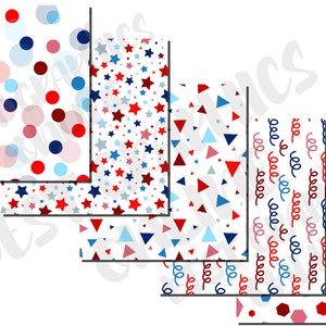 Patriotic Confetti Digital Papers, 4th of July Scrapbook (digital ...