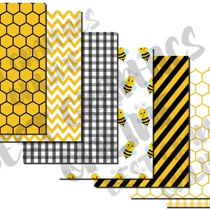 Sweet Bee Digital Paper, Honey Bee Yellow Digital Papers Set, Bees ...