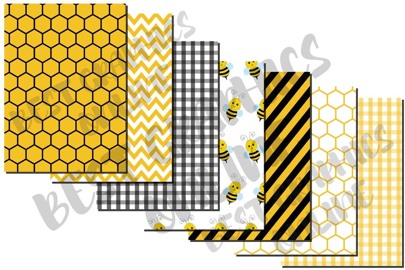 Sweet Bee Digital Paper Honey Bee Yellow Digital Papers Set - Etsy