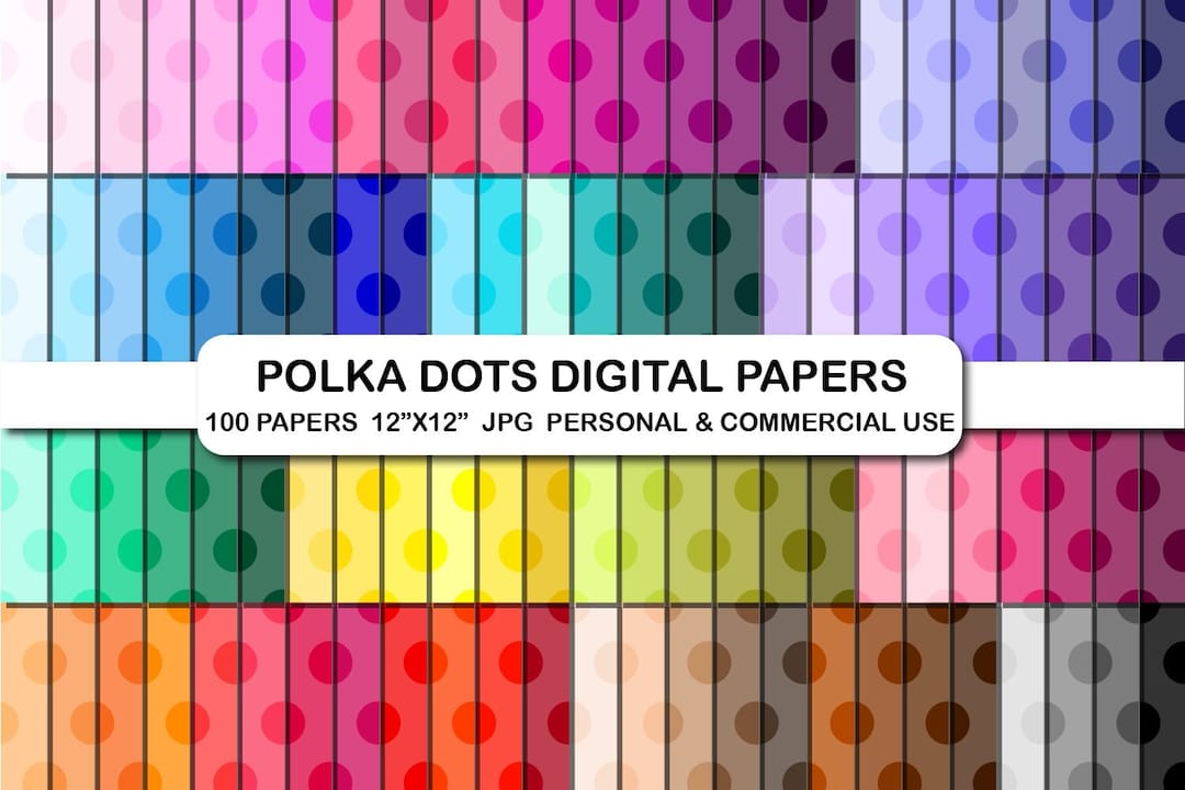 Polka Dot Digital Paper Pack, Scrapbooking Papers (100 Papers, 12"x12 ...