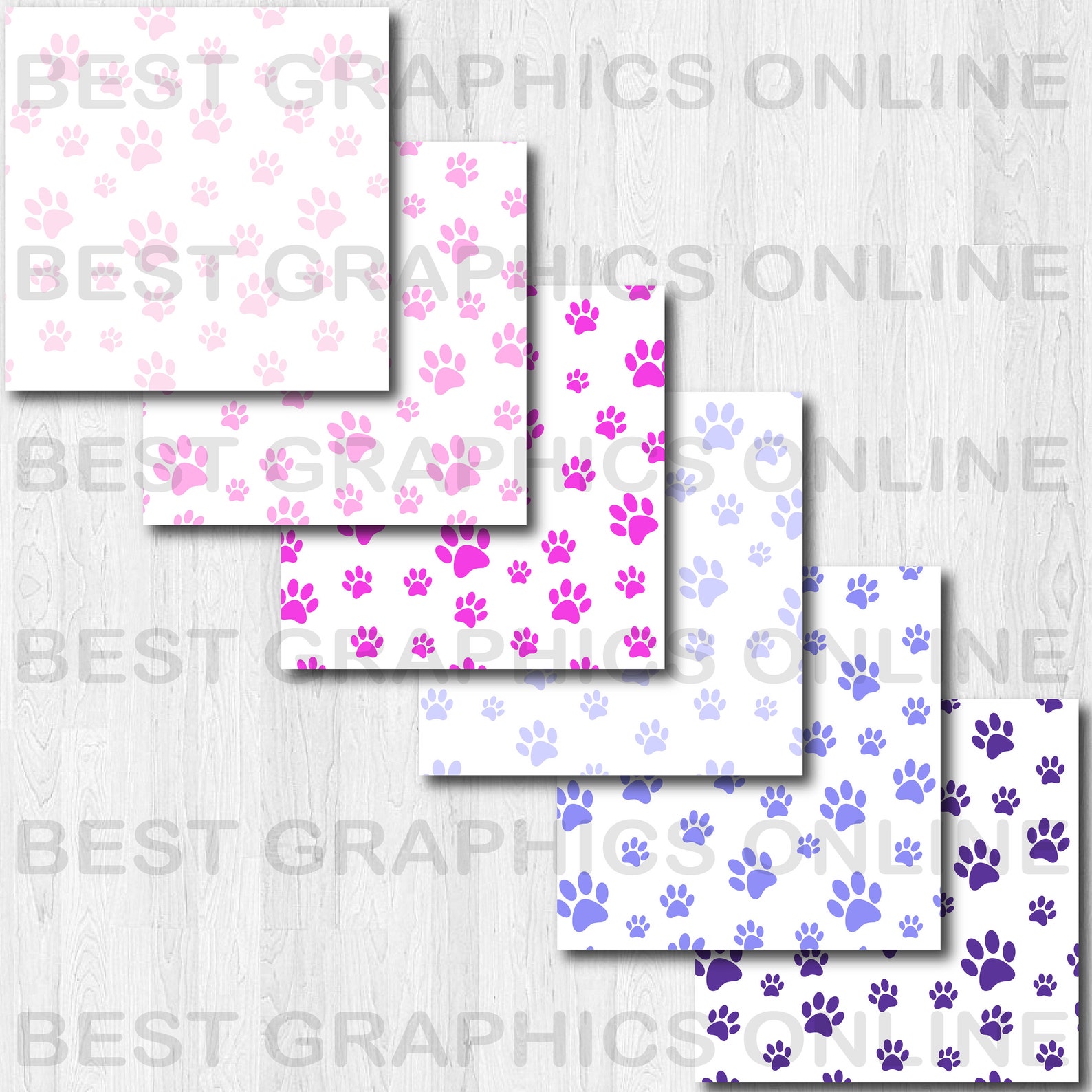 100 Paw Print Scrapbook Paper Animal Print Digital Papers - Etsy