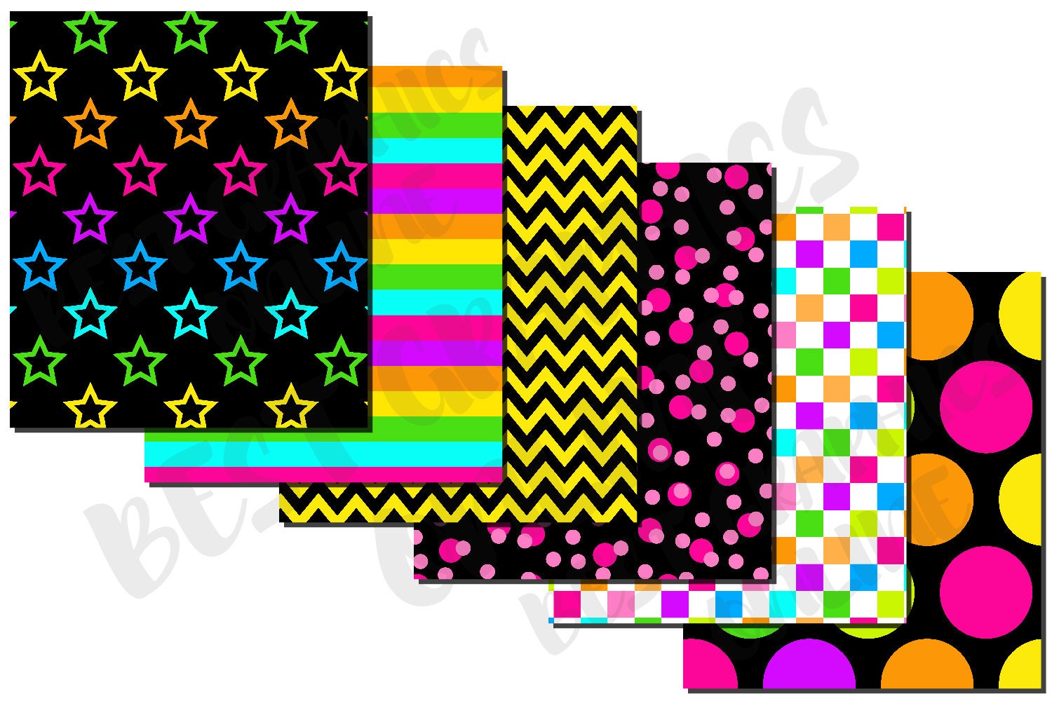 Neon 90s Digital Paper Pack, Rainbow Backgrounds (digital Download) - Etsy