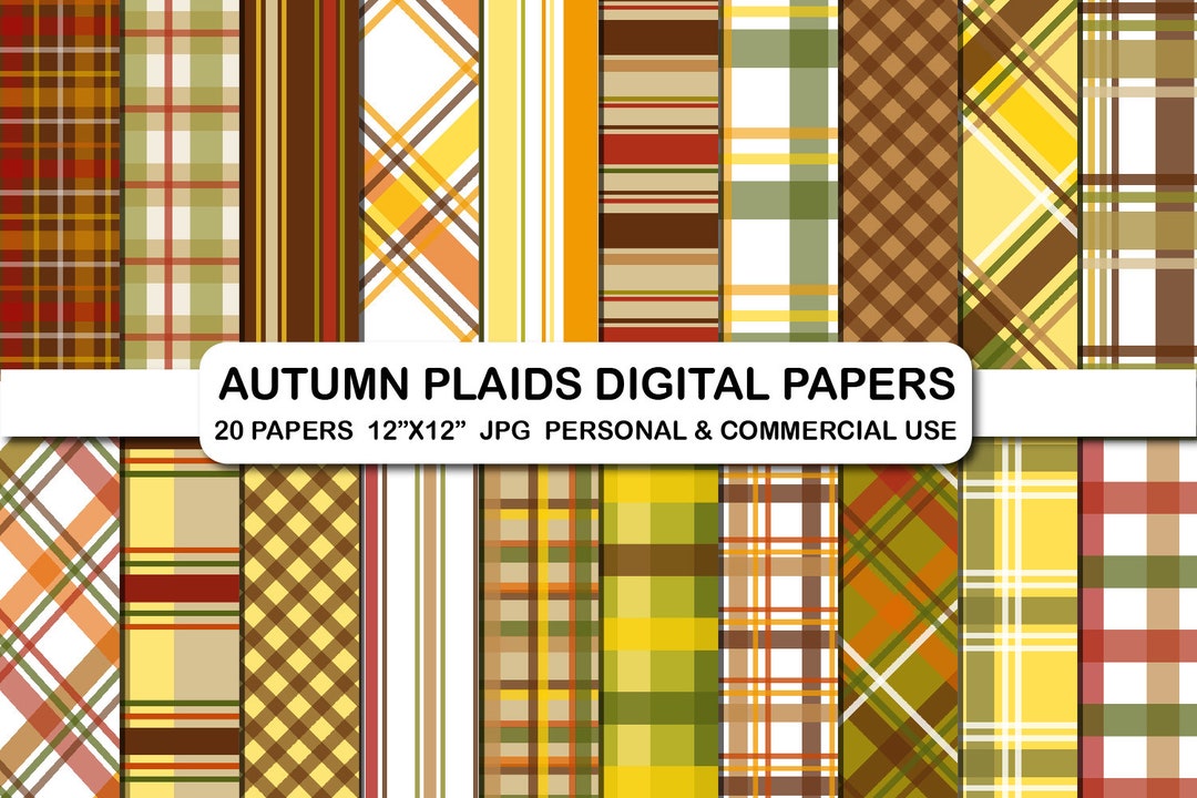 Fall Plaid Digital Papers, Autumn Plaid Digital Papers, Autumn ...