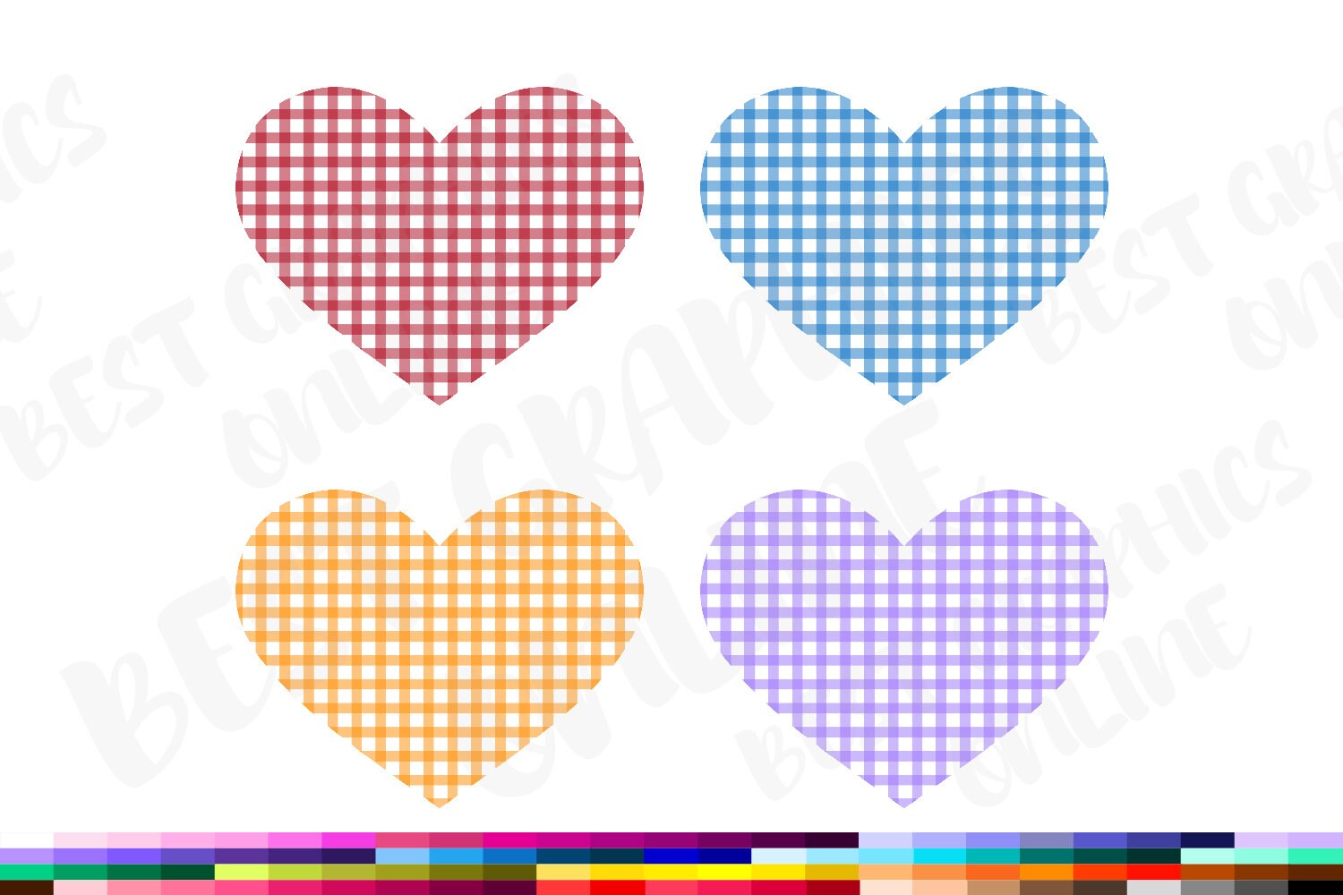 Gingham Hearts Clipart, Valentines Day Gingham Heart Planner Clipart ...