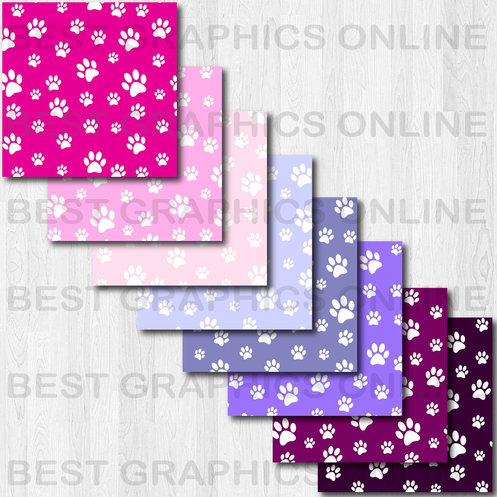 100 Paw Print Scrapbook Paper Animal Print Digital Papers - Etsy