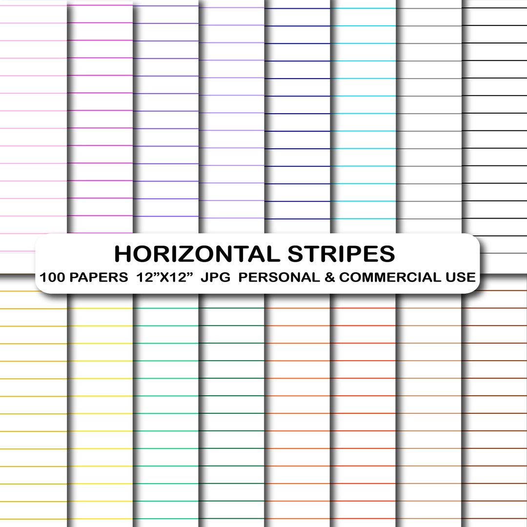 100 Thin Horizontal Strippes Digital Papers, Horizontal Stripes Pattern ...