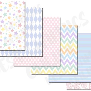 30 Pastel Rainbow Colors Digital Papers, Light Colors Pattern Papers ...