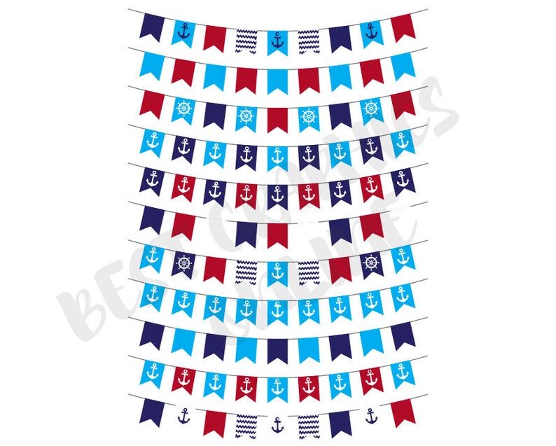 Nautical Bunting Banners Clipart Sailor Banner Clipart Set - Etsy