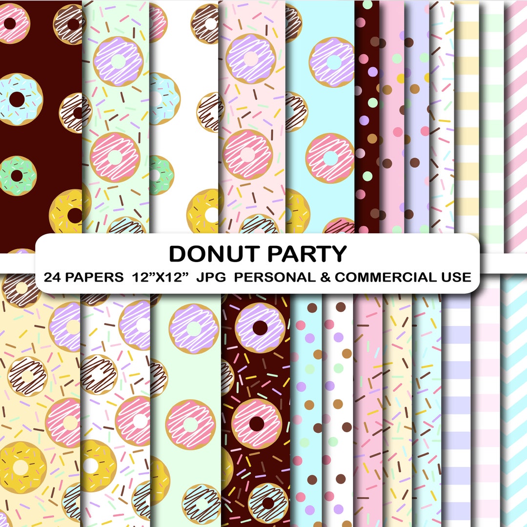 Donuts Digital Paper Pack, Doughnuts Clipart, Donut Background Paper ...