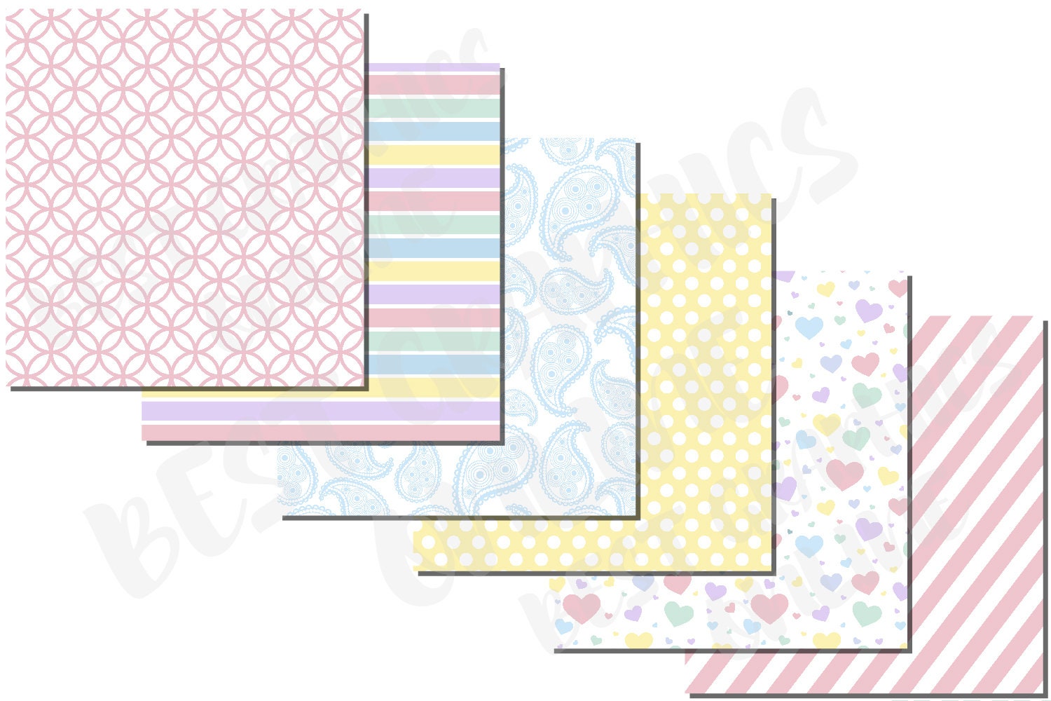 Pastel Rainbow Digital Papers, Light Colors, 12x12 (digital Download ...