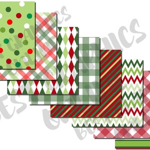 Christmas Digital Papers Pack, Red and White Background, Christmas ...