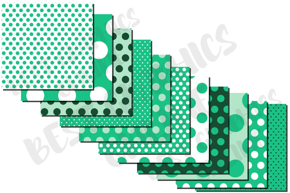 Green Polka Dot Digital Paper Pack Saint Patricks Green Dot | Etsy