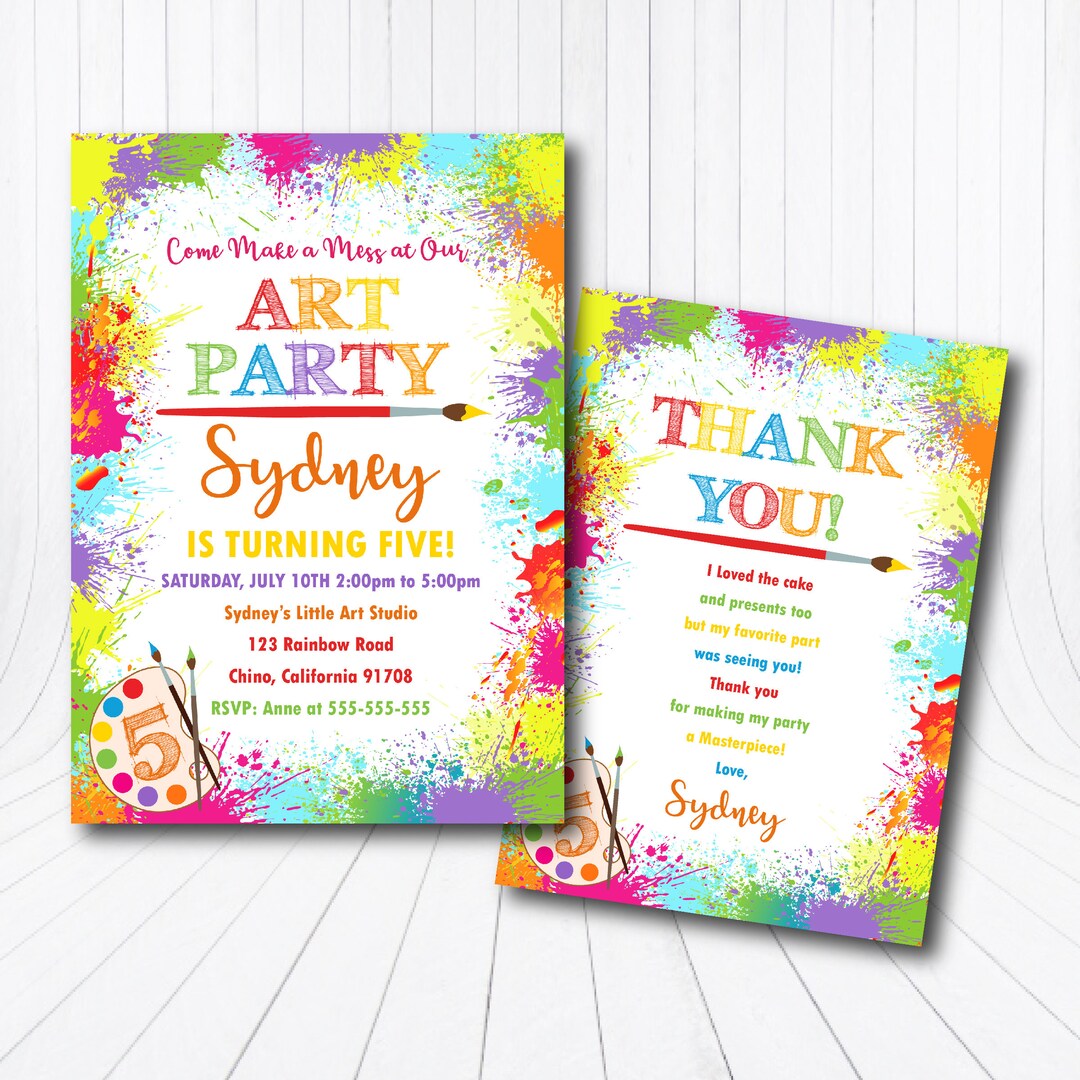 Art Birthday Party Invitation, Art Party Invitation, Party Printables ...
