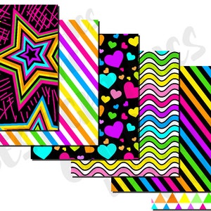 Neon Bright Digital Backgrounds Papers, Bright 90s Neon Digital Paper ...