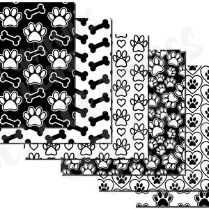 Paw Prints Digital Background Papers, Dog Paws Pattern Paper, Paws ...