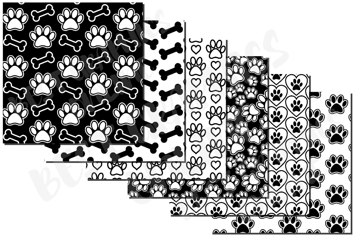 Paw Prints Digital Background Papers, Dog Paws Pattern Paper, Paws ...