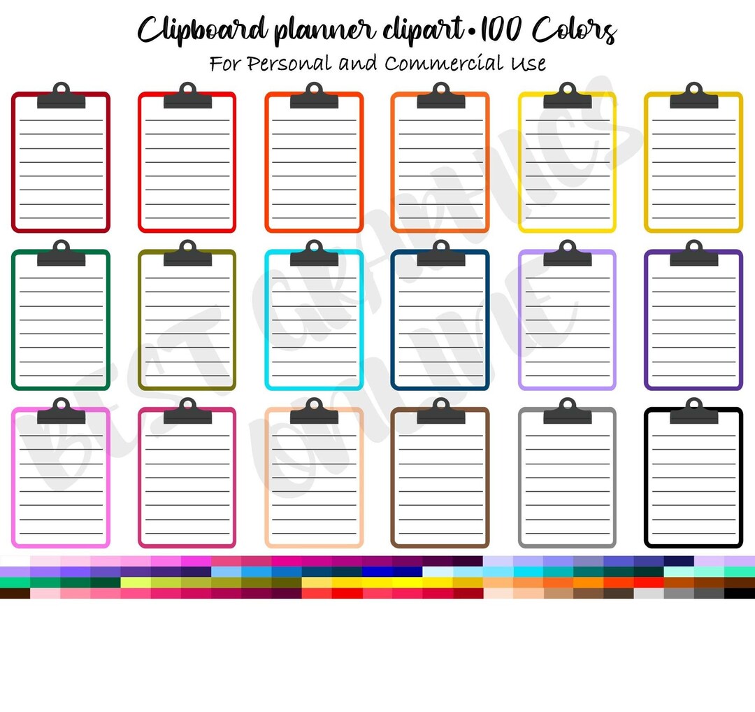 100 Lined Clipboard Planner Sticker Clipart, Clip Board Clip Art ...