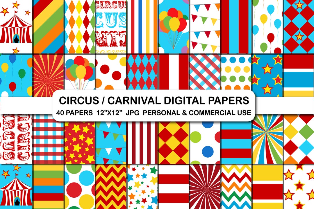 Circus Digital Papers, Carnival Digital Papers, Circus Tent Digital ...