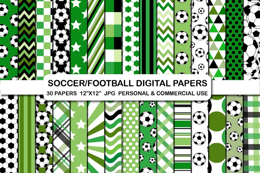 Soccer Football Digital Papers, Soccer Digital Paper Pack, Soccer Ball ...