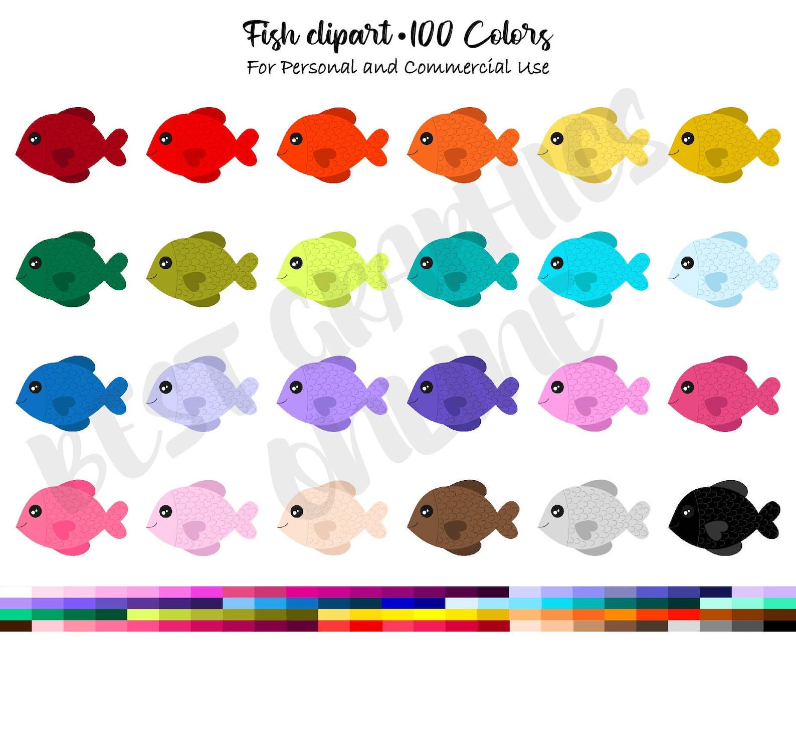 100 Rainbow Fish Clipart Set, Ocen Fish Planner Stickers, Sea Animal ...