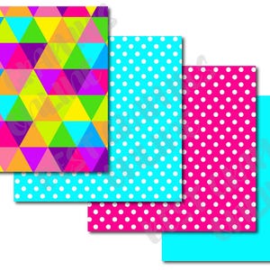 34 Bright Neon Backgrounds Digital Papers, Bright Bold Primary Colors ...